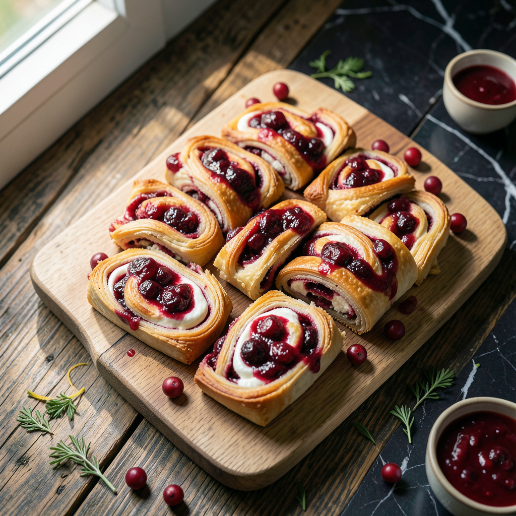 Cranberry Cream Cheese Pinwheels Recipe: Flaky Pastry Swirls with Sweet ...