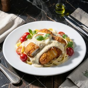 Crispy Chicken Alfredo Recipe: Crunchy Parmesan Coating Over Creamy ...