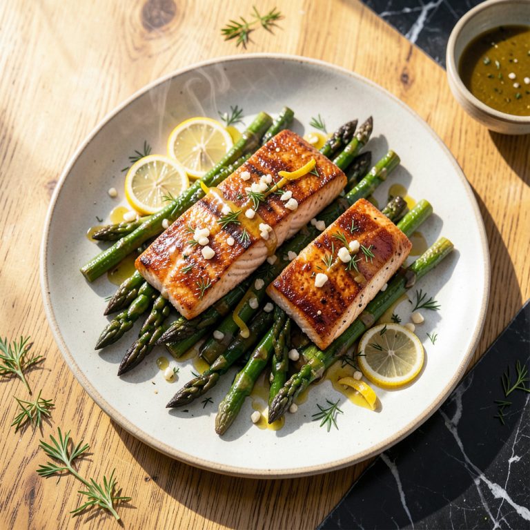 Salmon With Asparagus Recipe: Sheet Pan Dinner with Lemon Garlic Glaze ...